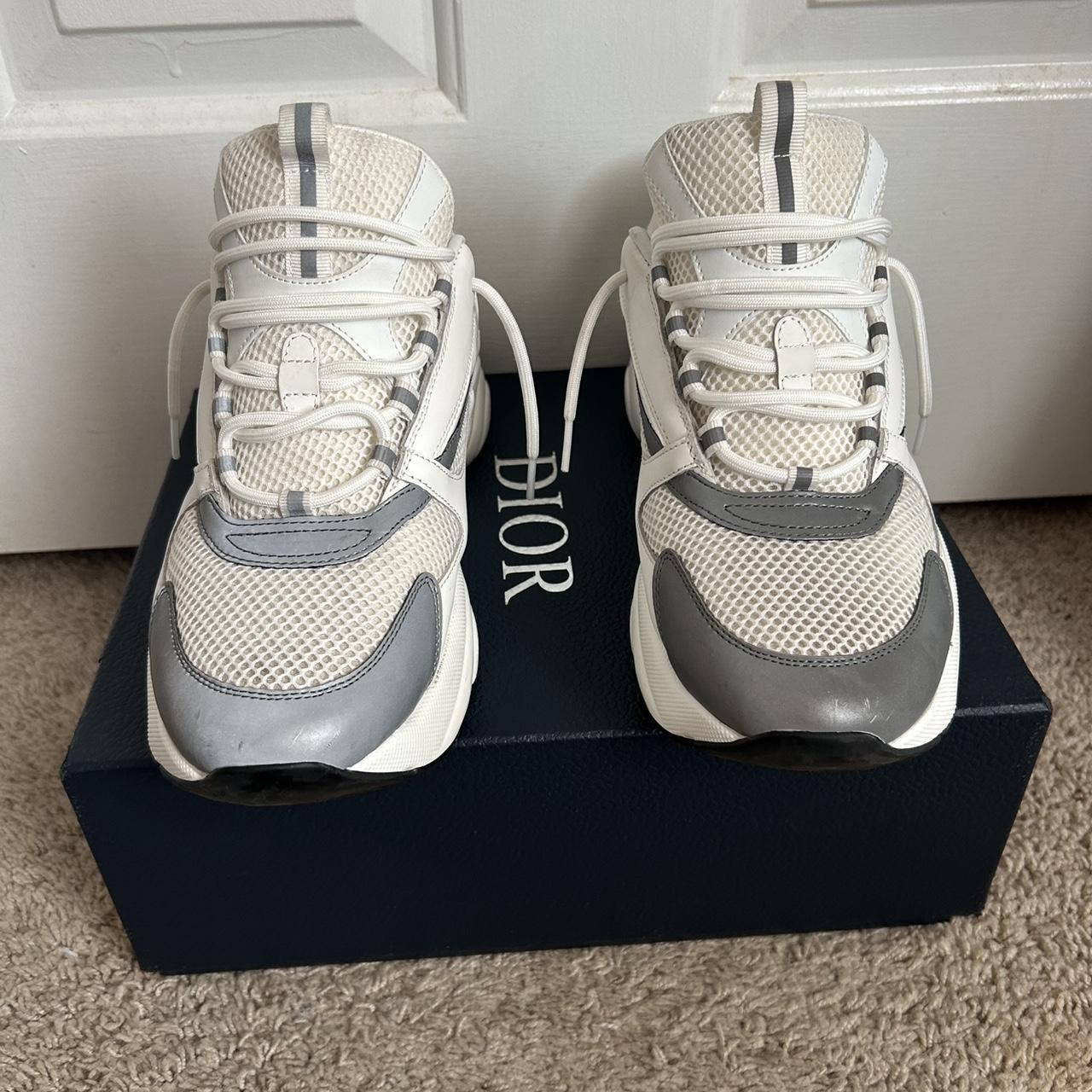 White and silver Dior b22 Worn once with box and... | Depop