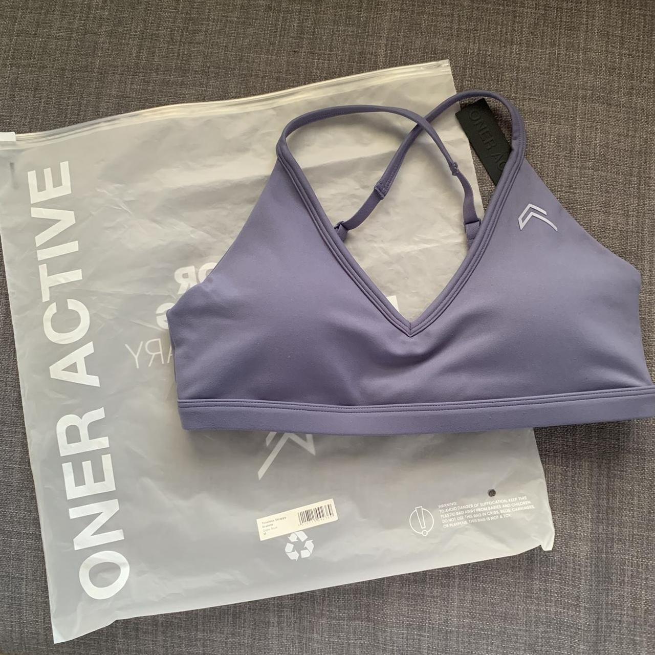 NWT Oner Active TIMELESS STRAPPY BRALETTE Slate Blue M - Depop