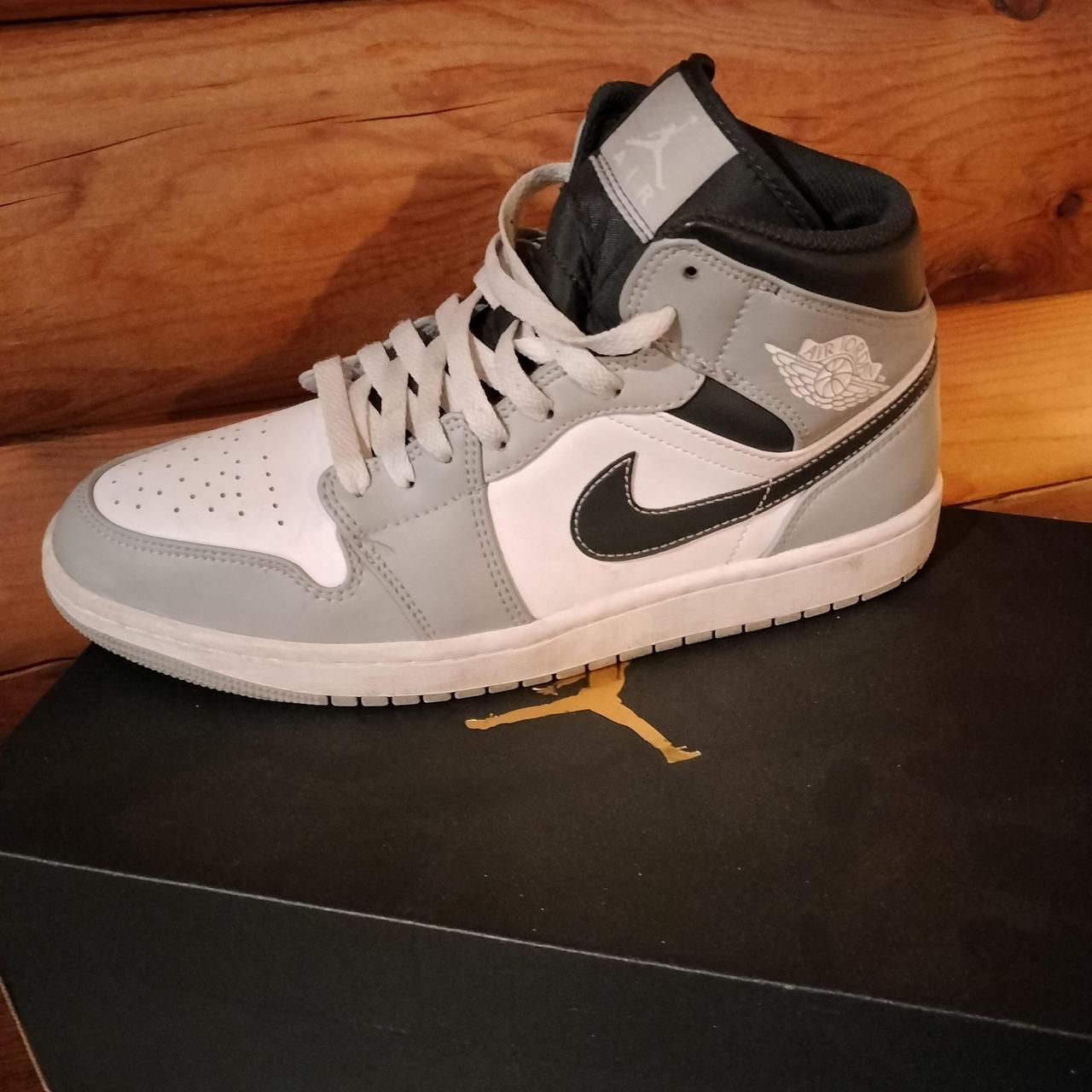 Jordan 1 mid light smoke gray Small rips in the... - Depop