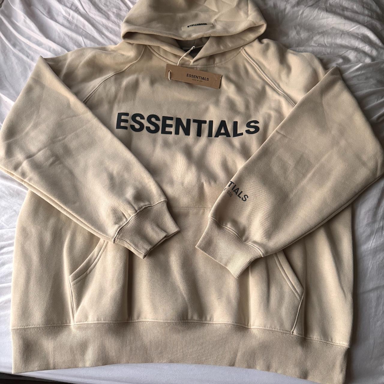 Beige Essentials Hoodie WILL TAKE OFFERS Size... - Depop