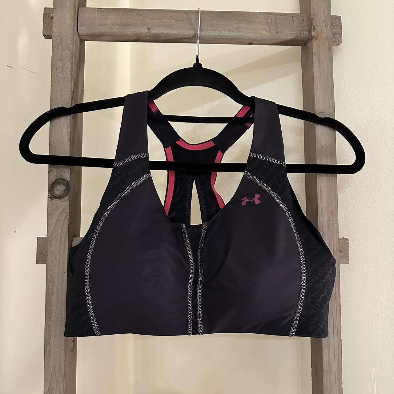 36C Grey/Pink Under Armour Sportsbra - Depop