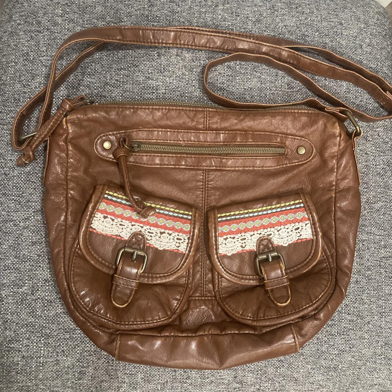 Mudd brown crossbody purse. Western, hippie 70s... - Depop
