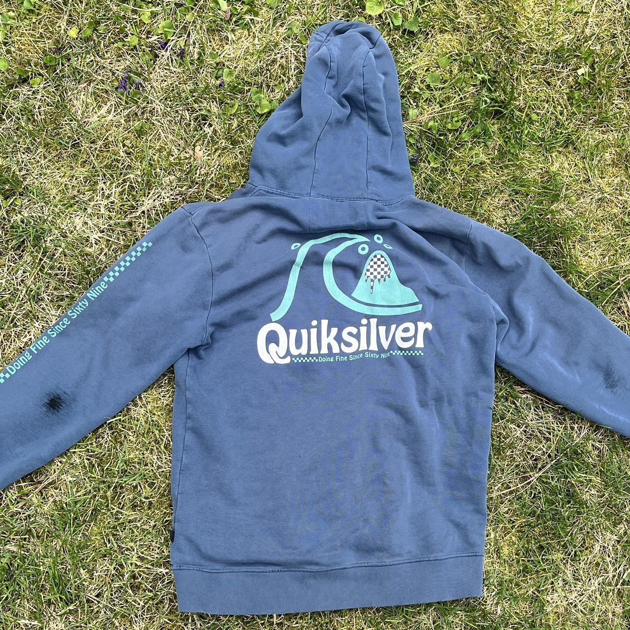 L blue Quicksilver hoodie. Has some wear marks but... - Depop