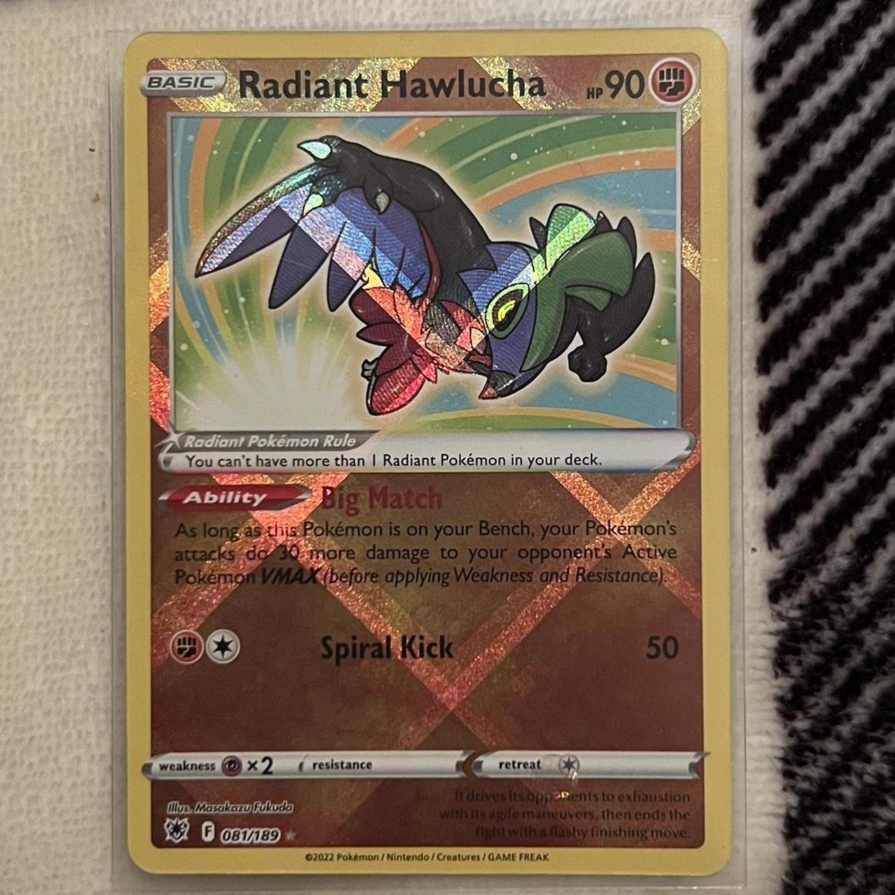 radiant hawlucha pokemon card • near mint ungraded &... - Depop
