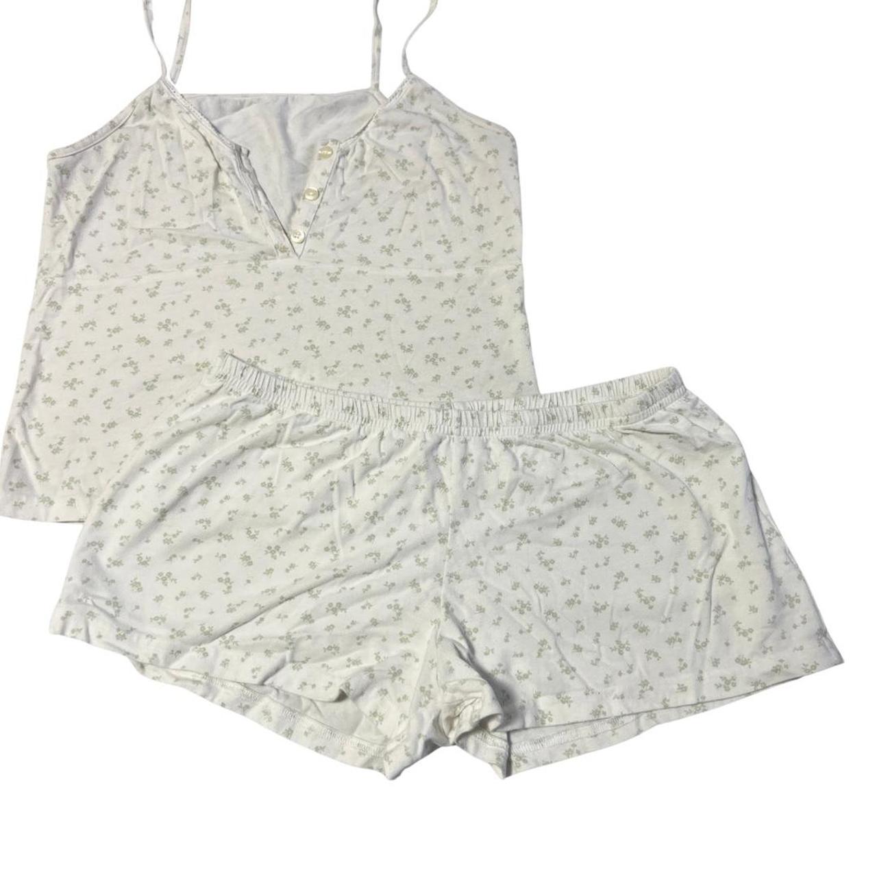 Brandy Melville floral pajama set Tank and shorts... - Depop