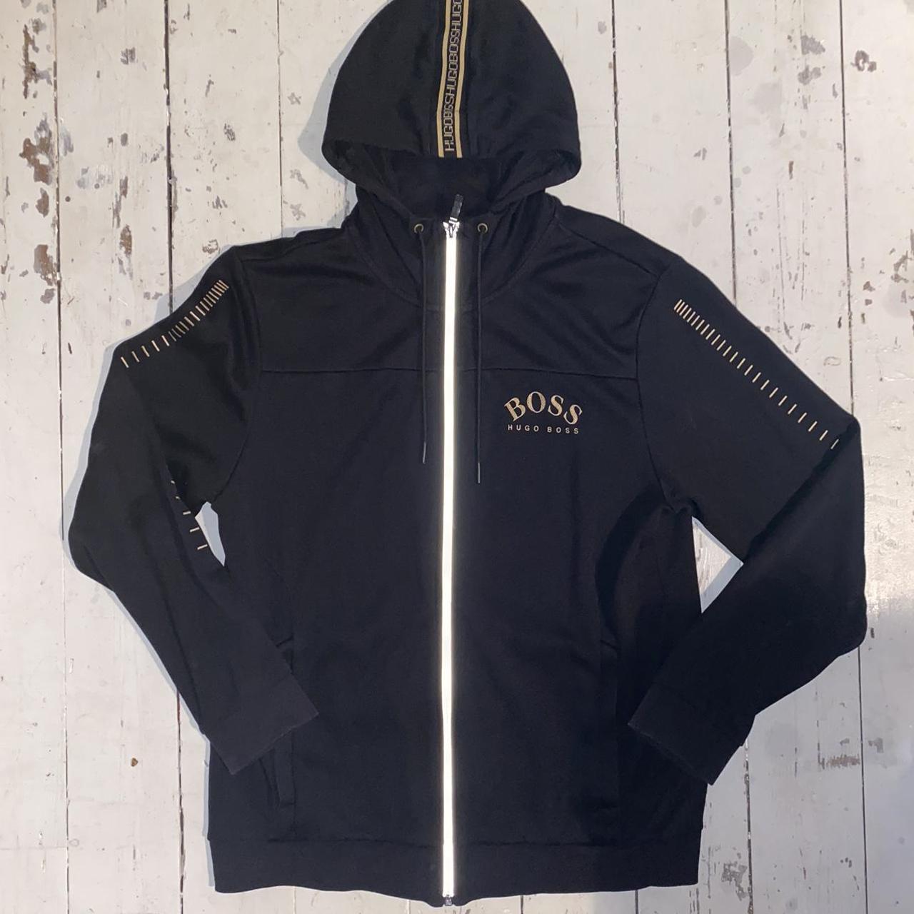 Hugo boss black and gold zip up hoodie - Hooded... - Depop