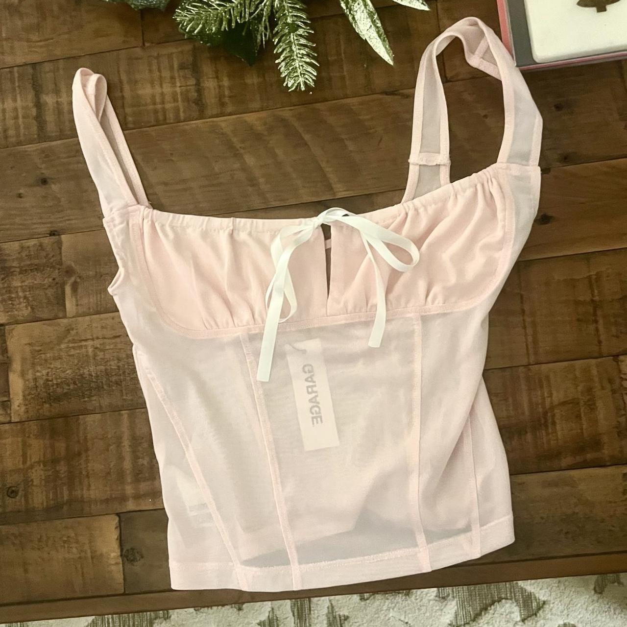 Pink sheer top from garage never worn size xs - Depop