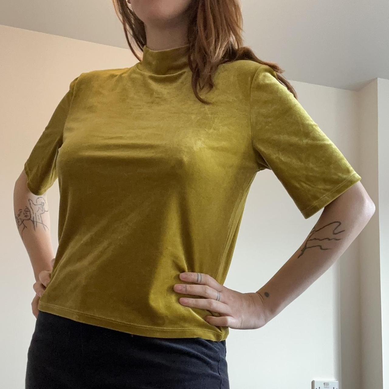 Velvet yellow top - Colour yellow / kaki / gold... - Depop