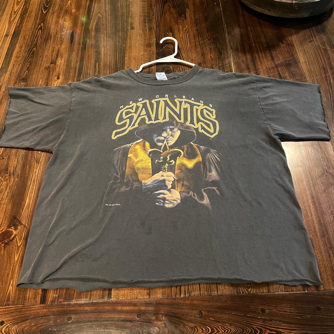 New Orleans Saints Vintage Tee Sleeves and bottom of... - Depop
