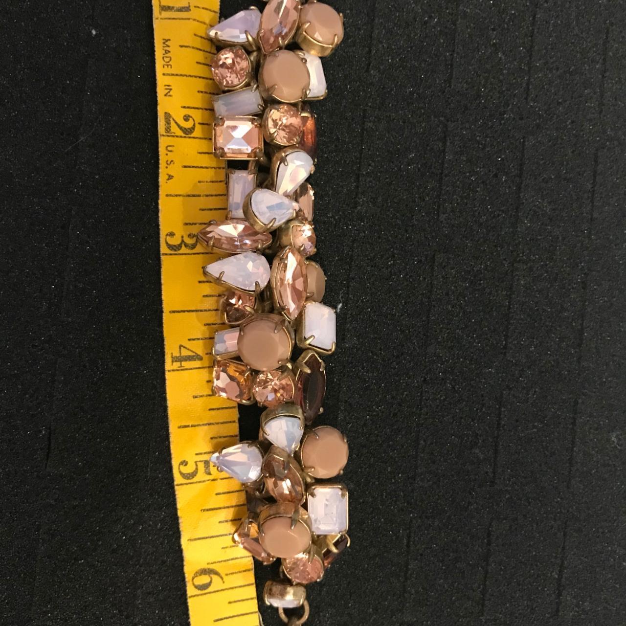 Vintage J Crew brass metal and pink stone bracelet... - Depop Vintage J Crew brass metal and pink stone bracelet... - Depop