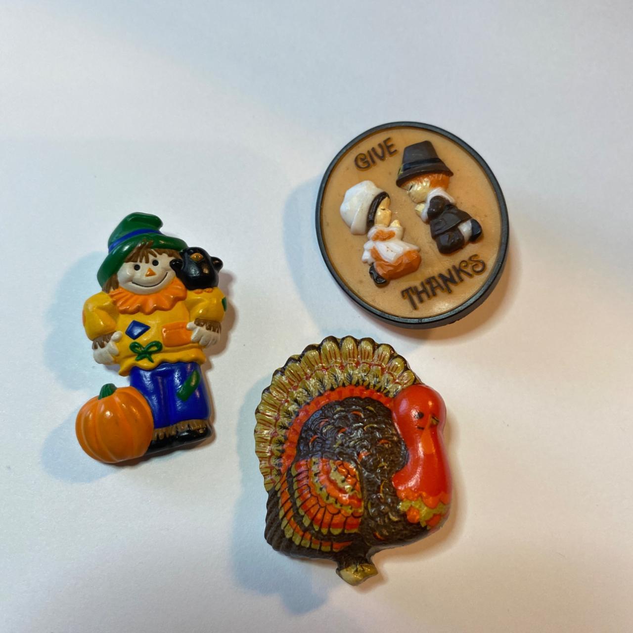 Vintage Thanksgiving Pins Set Of 3 - Turkey... - Depop