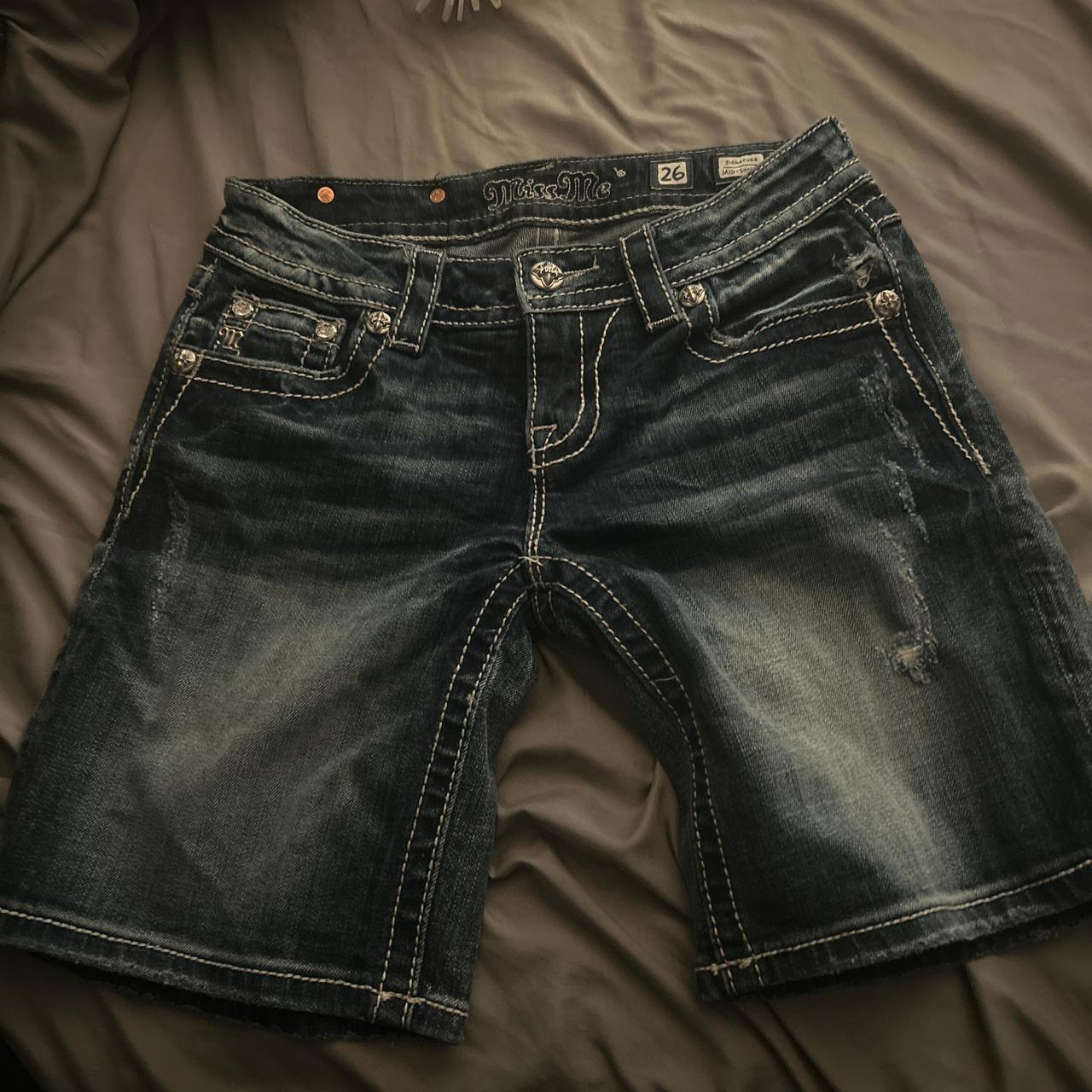 Miss Me dark blue denim shorts #y2kfashion - Depop