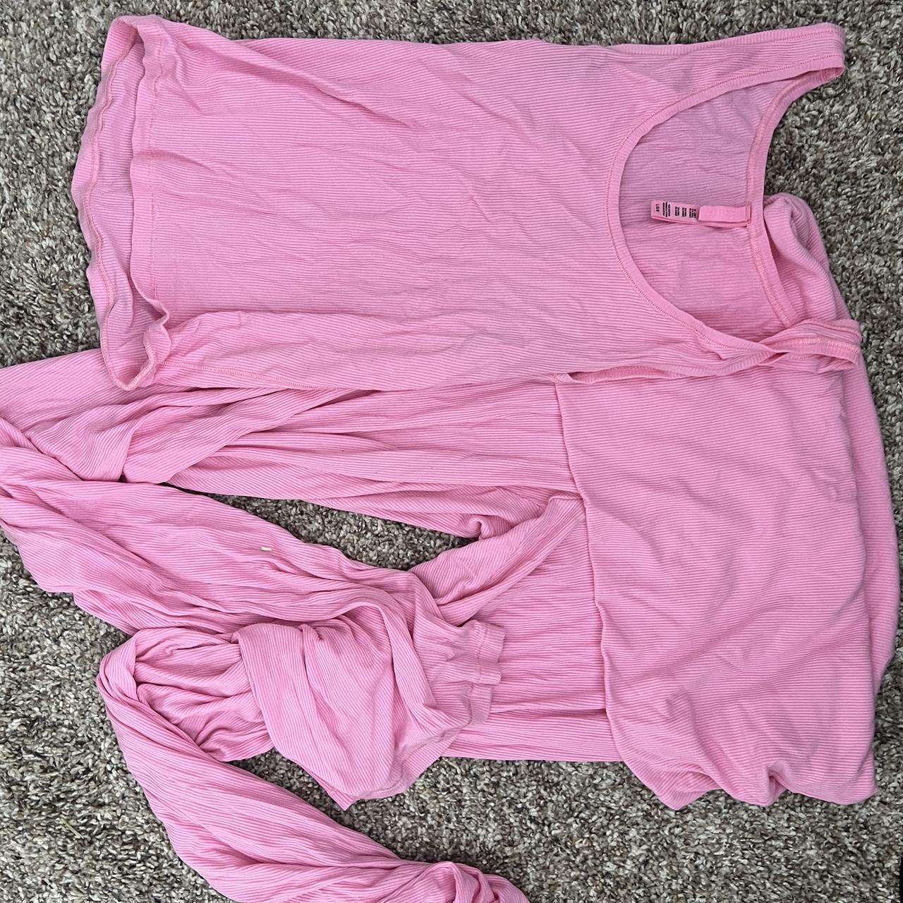 Pink skims fold over pants set with tank top - XL... - Depop