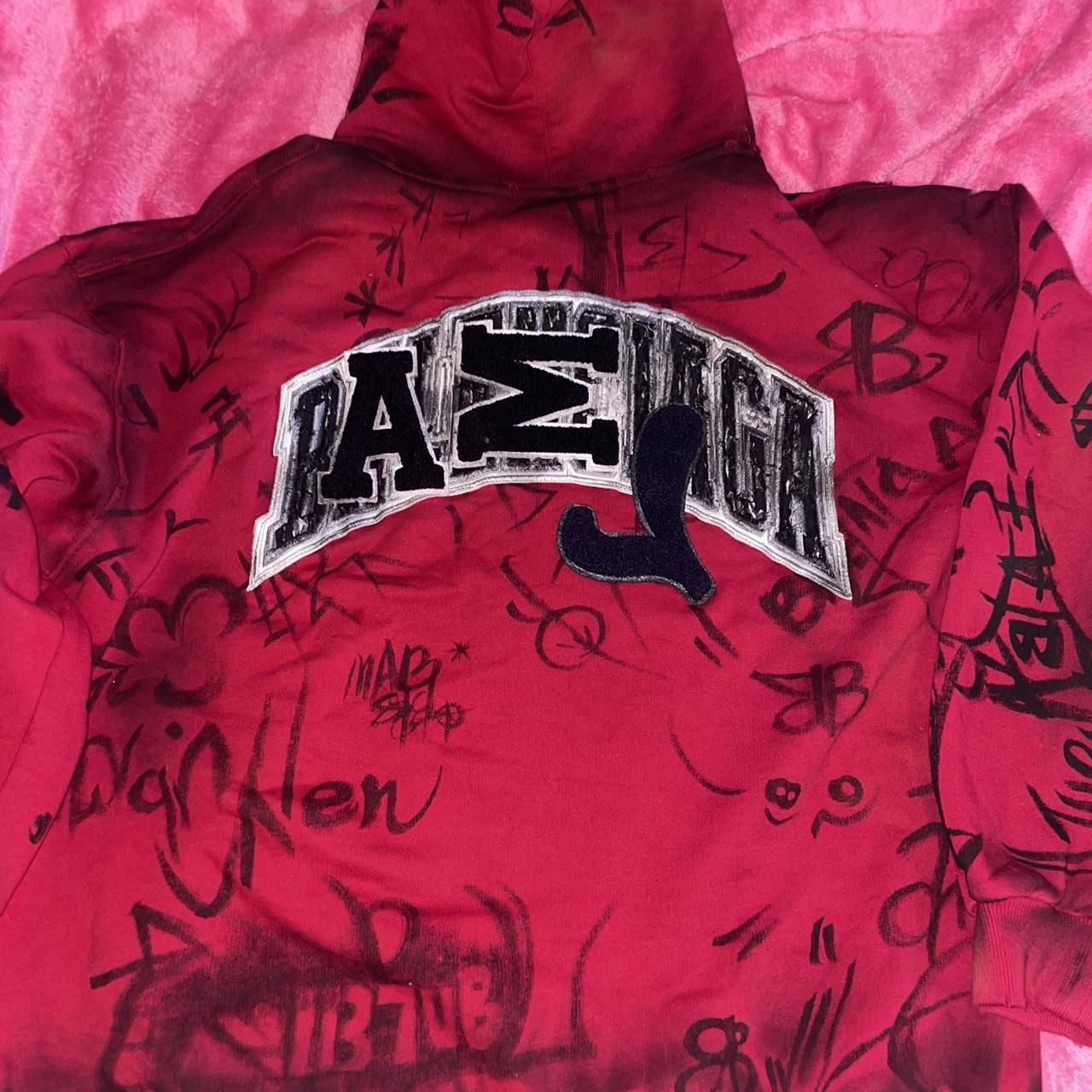 Red Balenciaga skater hoodie Worn once - Depop