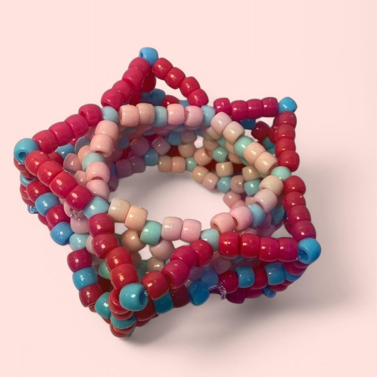 Pink and blue Kandi Star cuff. 30 beads long.... | Depop