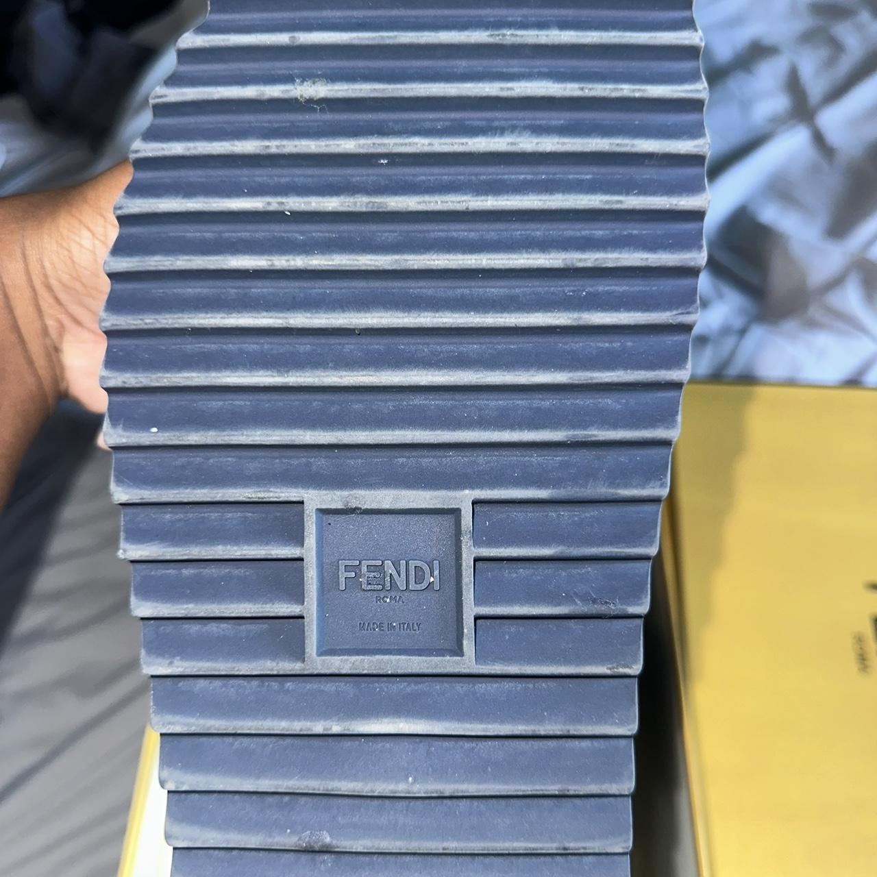 Fendi navy blue slides - Depop