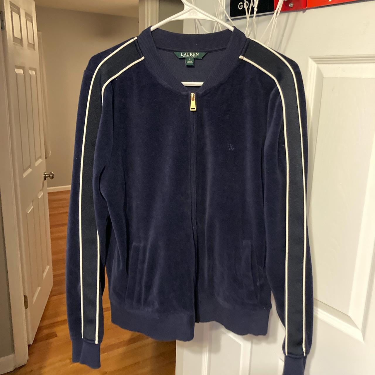 navy ralph lauren zip up, tagged size large, but... - Depop