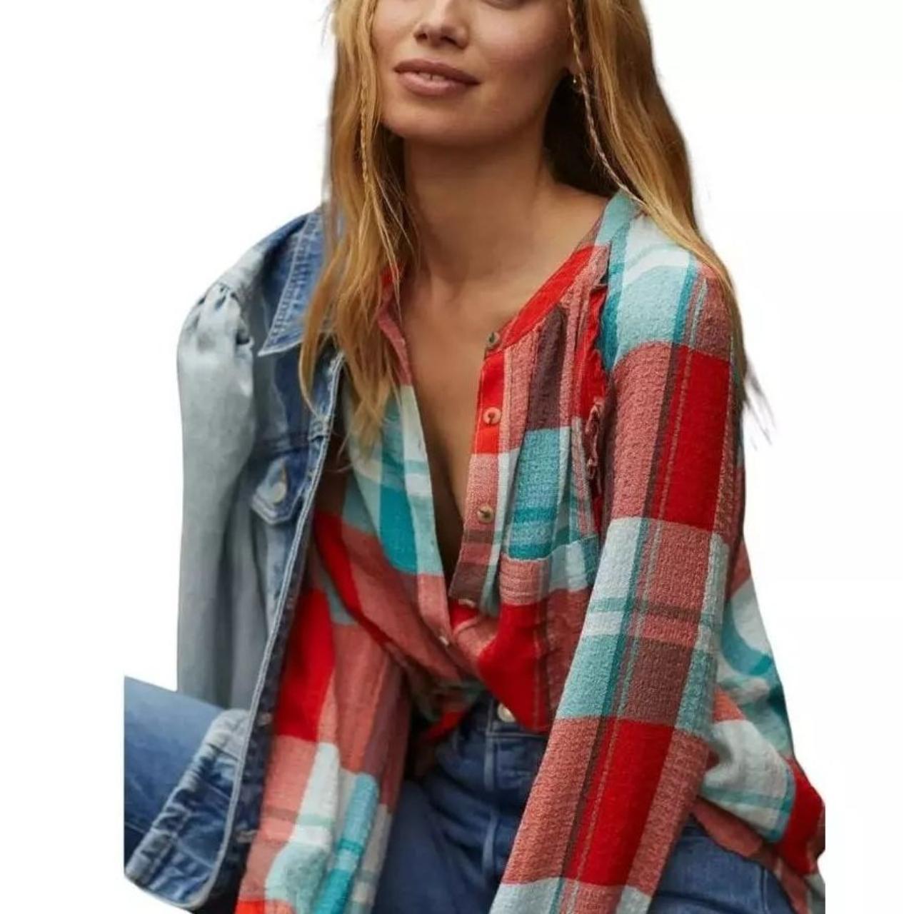 Anthropologie Pilcro Blouse Women's M Breezy Orange... - Depop