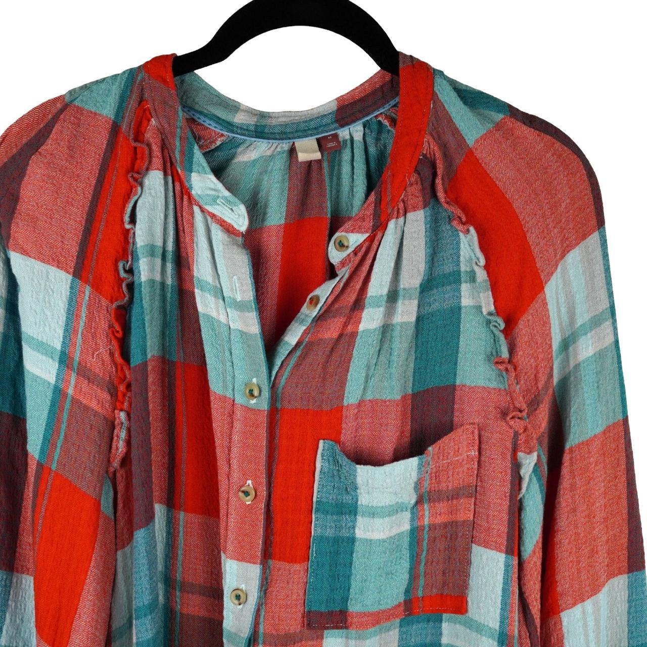 Anthropologie Pilcro Blouse Women's M Breezy Orange... - Depop