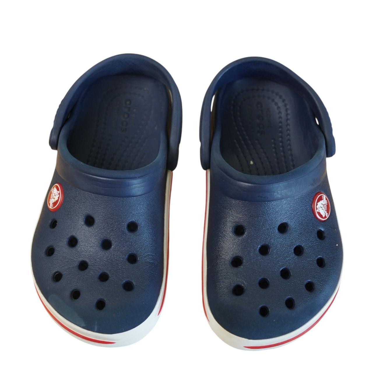 Crocs Kids Navy Blue Classic Clogs With Adjustable... - Depop