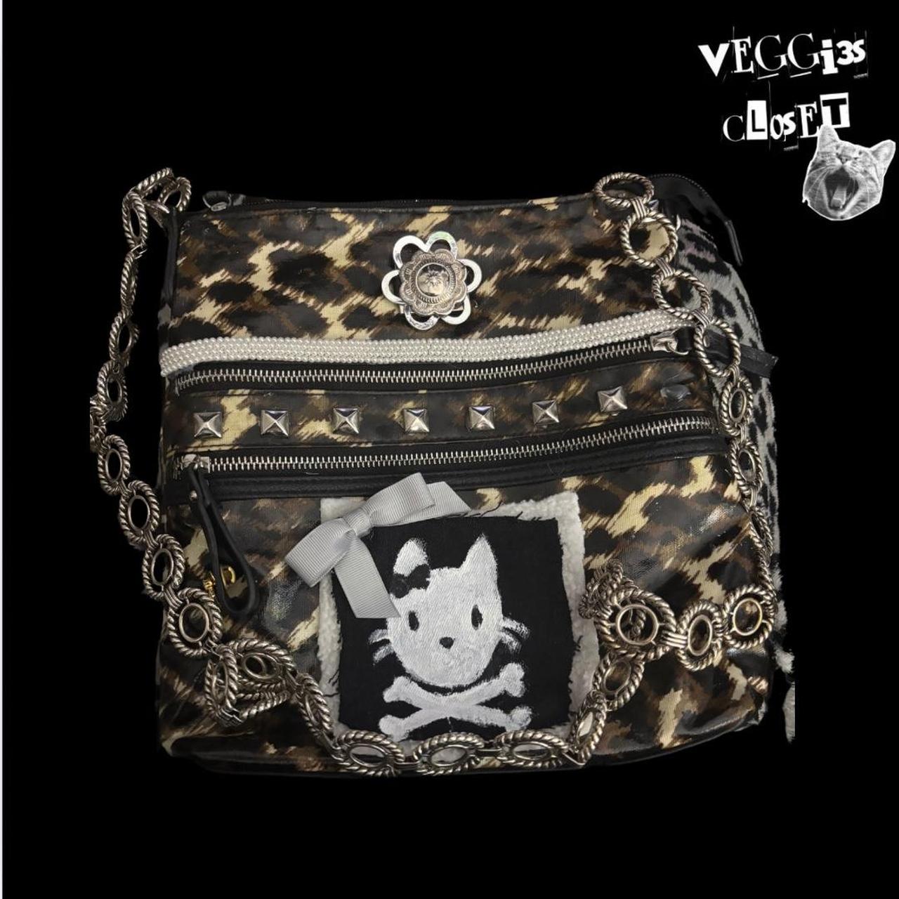 HANDMADE Black and grey Hello Kitty bag, cleaned on... - Depop