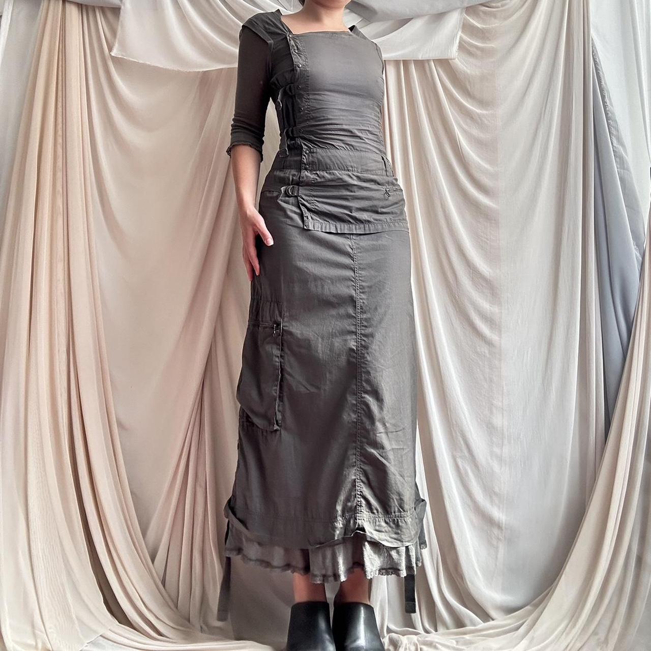 KHAKI UTILITARIAN PANELLED MAXI DRESS by Cop... | Depop