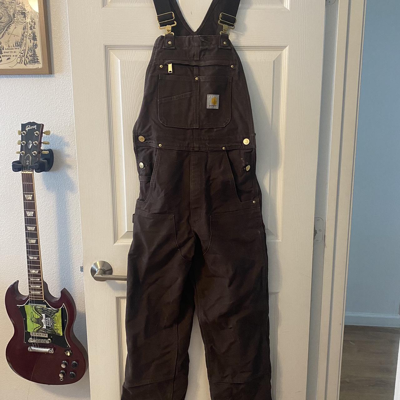 28x32 relaxed fit brown Carharrt overalls - Depop