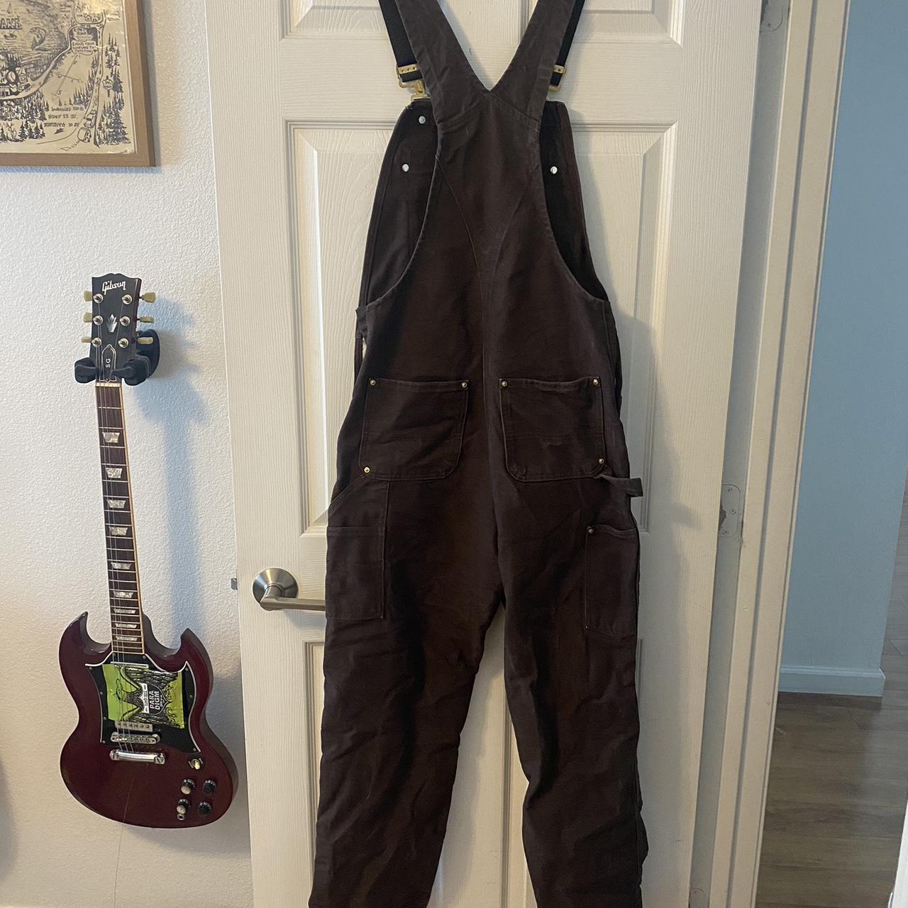 28x32 relaxed fit brown Carharrt overalls - Depop