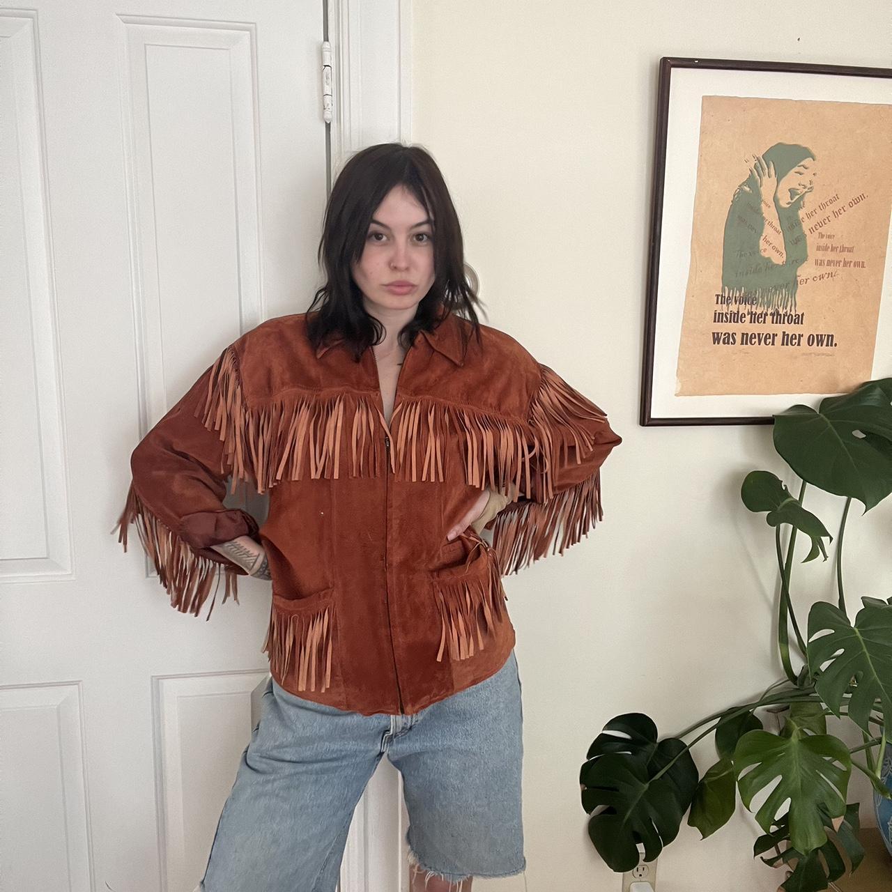 70s fringe leather jacket #leatherjacket #fringe... - Depop