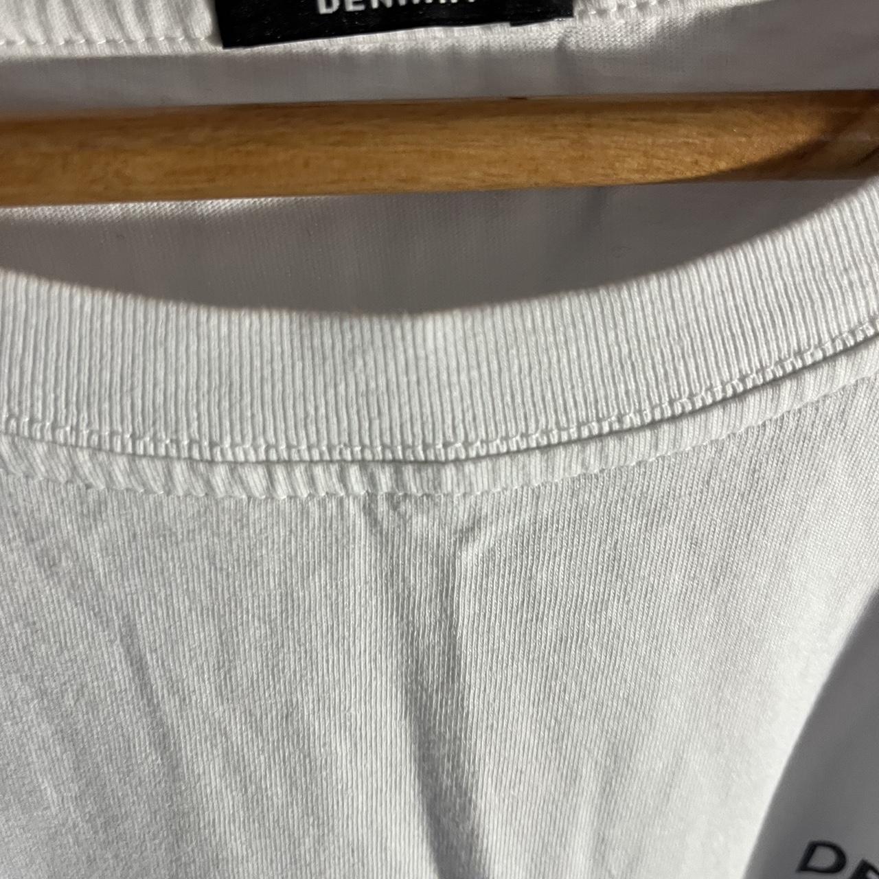 Simple white denham shirt Hard print Size Xl - Depop