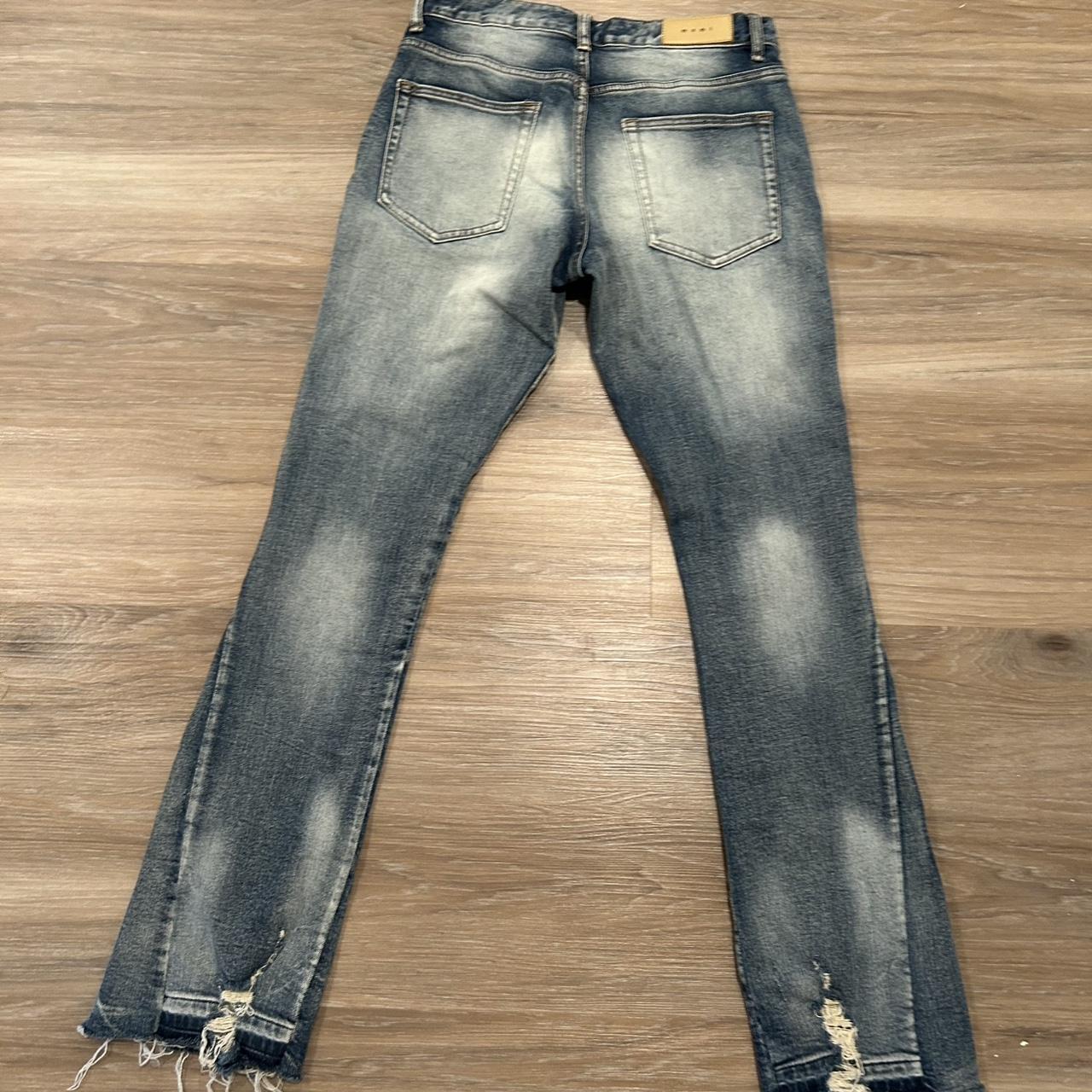 MNML distressed blue flared jeans | Depop