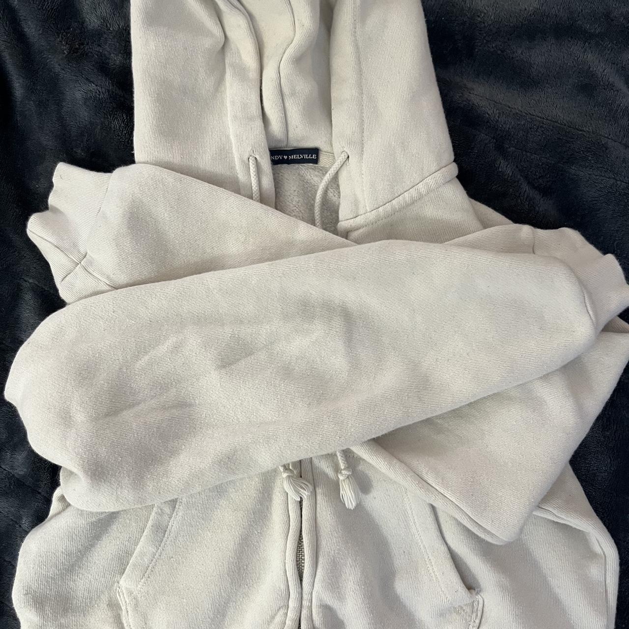 Cropped Brandy Melville Hoodie cream colored. Good... - Depop