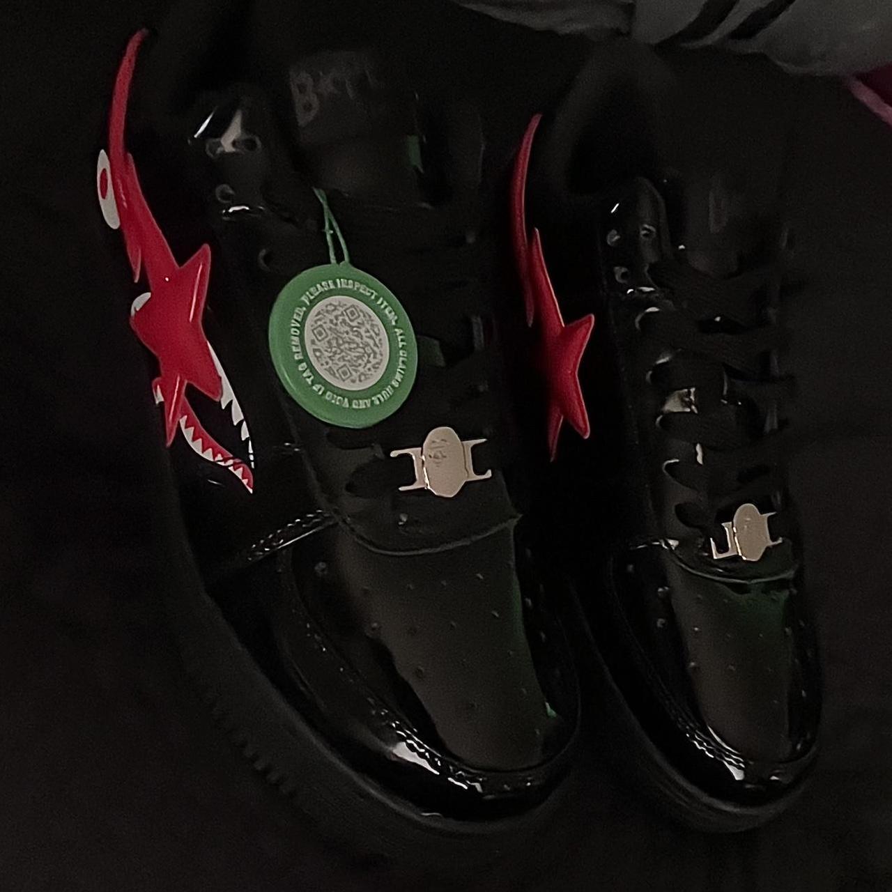 bathing Ape Bape Sta Low Shark Black Shoes Size ,8... - Depop