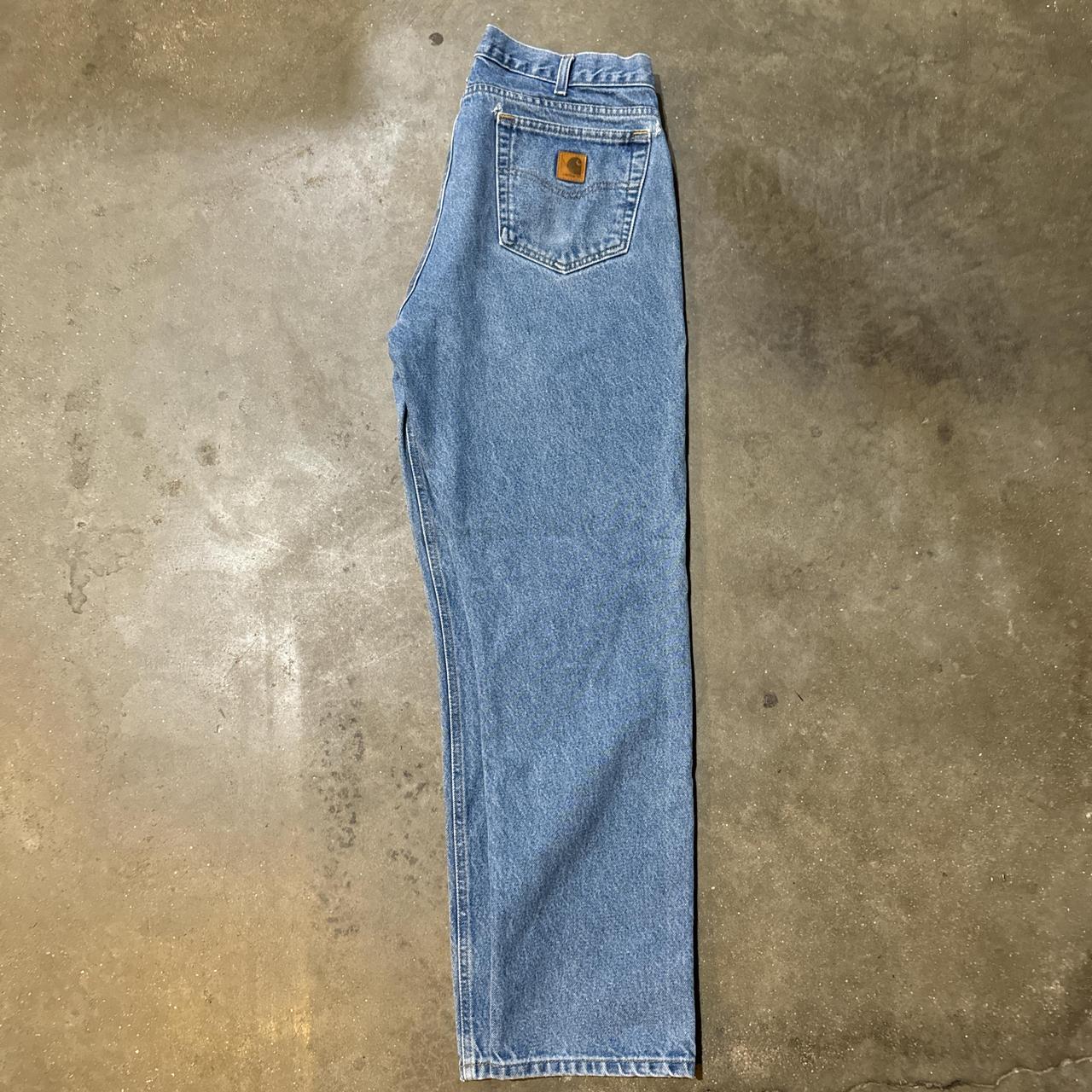 Carhartt blue jeans 34 x 32 slight rip and crotch... - Depop