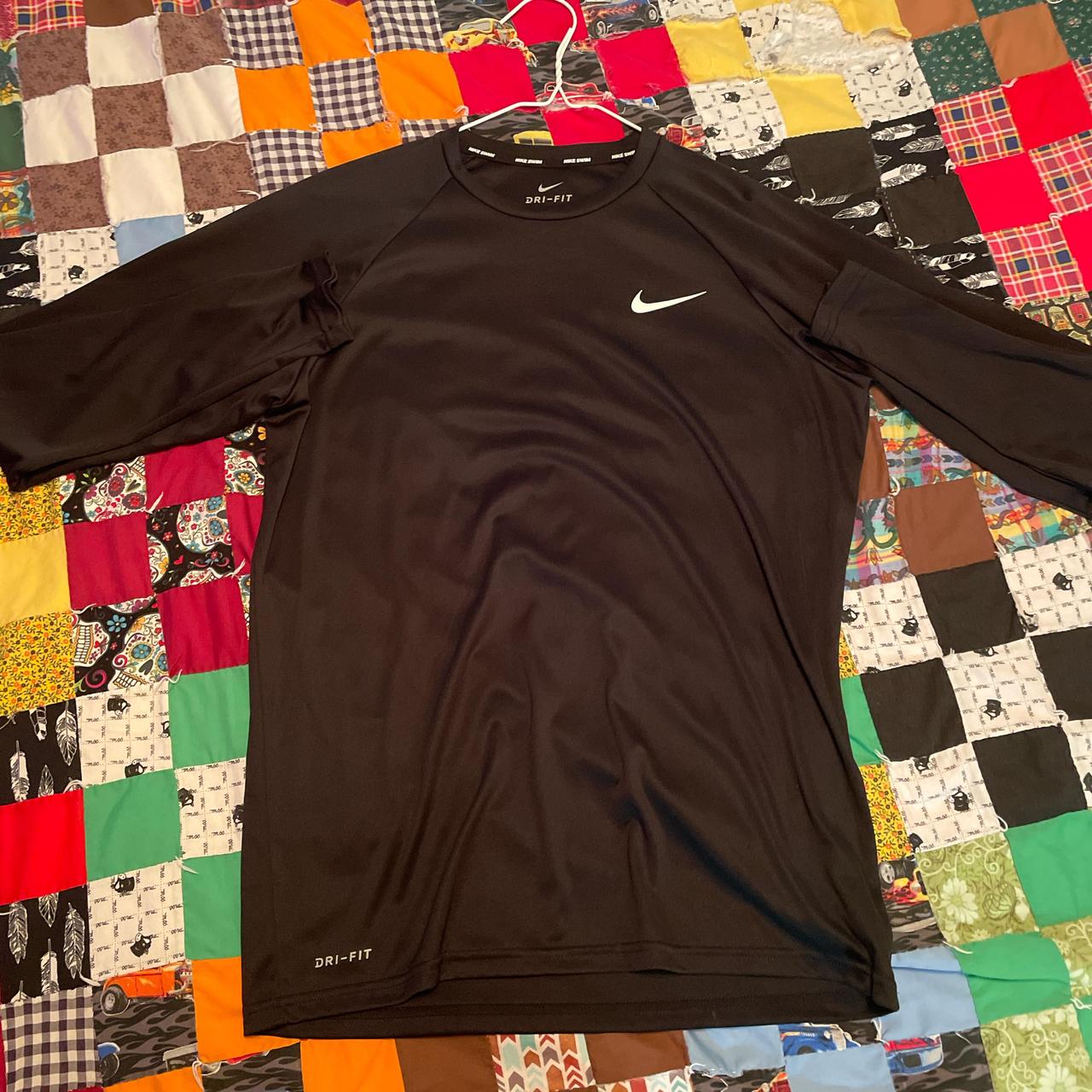 Nike swim Dri-fit shirt •Size medium •Color black... - Depop