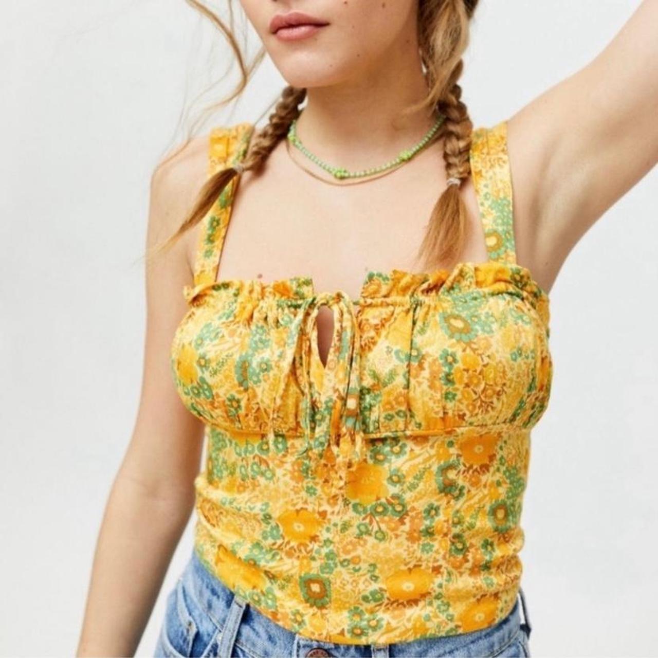 Urban Outfitters Valentina Cropped Bustier Tank Top Depop