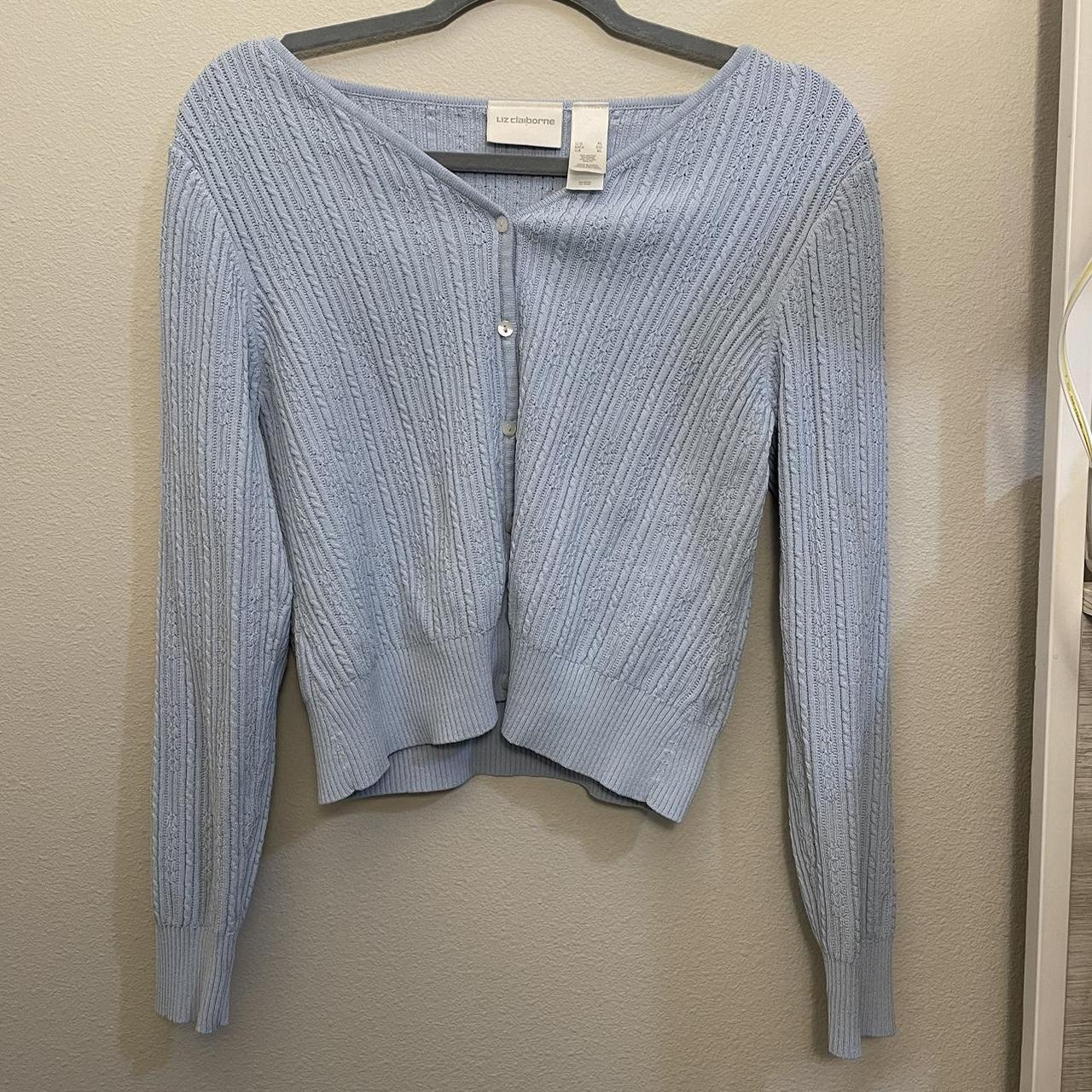 liz clairborne light baby blue cardigan very cute... - Depop