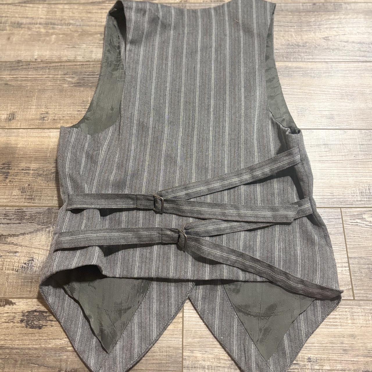 insane Y2K Grey denim pinstripe vest with pink... | Depop