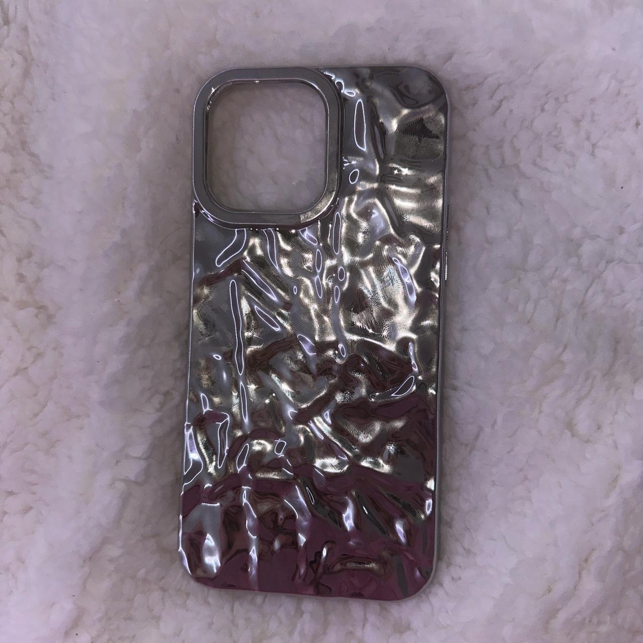 Tin foil pleated silver phone case for iPhone 14 Pro... - Depop