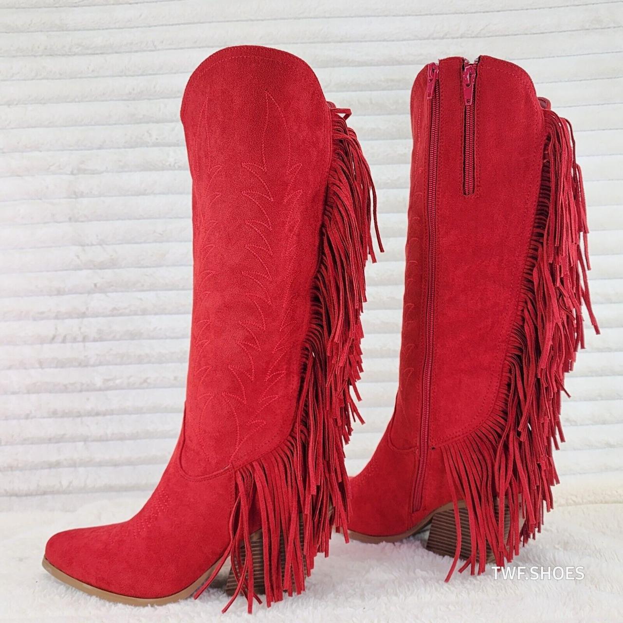 Free Shipping Dusty Roads Bright Red Back Fringe... - Depop