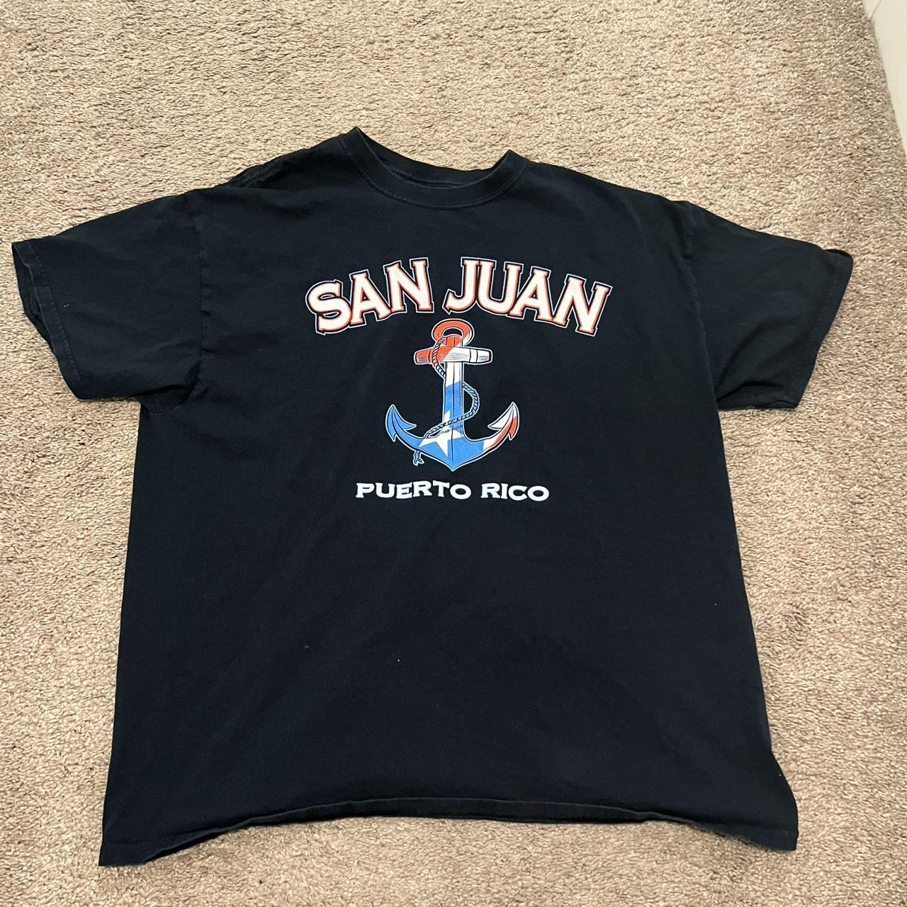 Black San Juan Puerto Rico anchor t-shirt fits like... - Depop