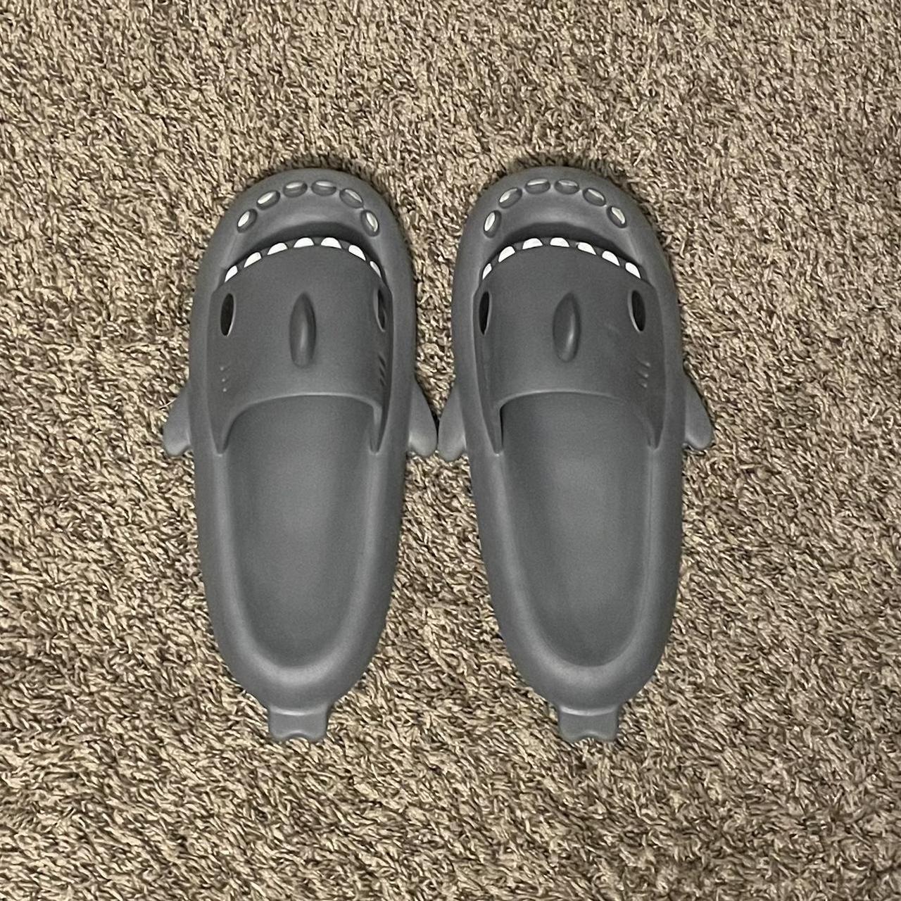 shark slides, size 11 no stains or flaws. send me an... - Depop