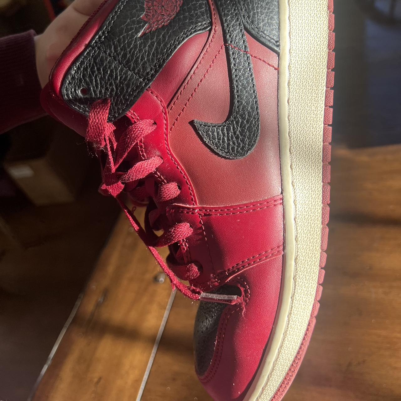 Nike black and cherry red low Jordan 1 Nike dunks... - Depop