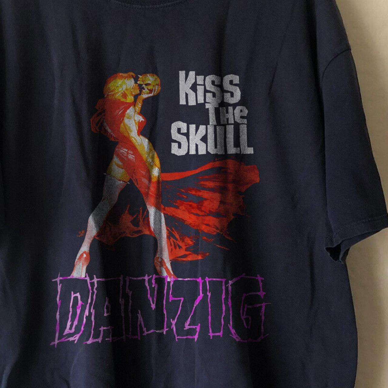 danzig kiss the skull T Shirt Tag Gildan Heavy... - Depop