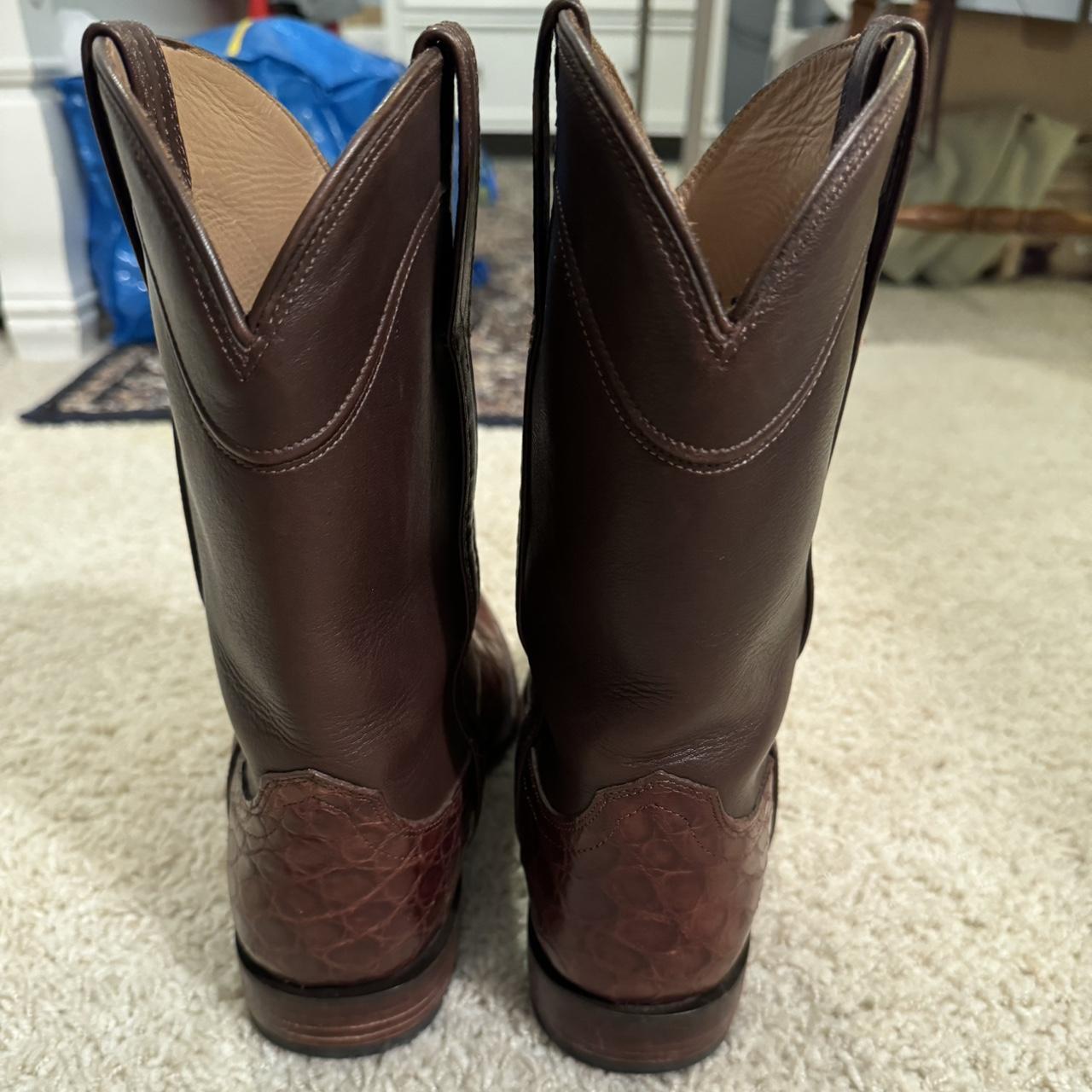 Tecovas men’s alligator belly brown leather cowboy... - Depop