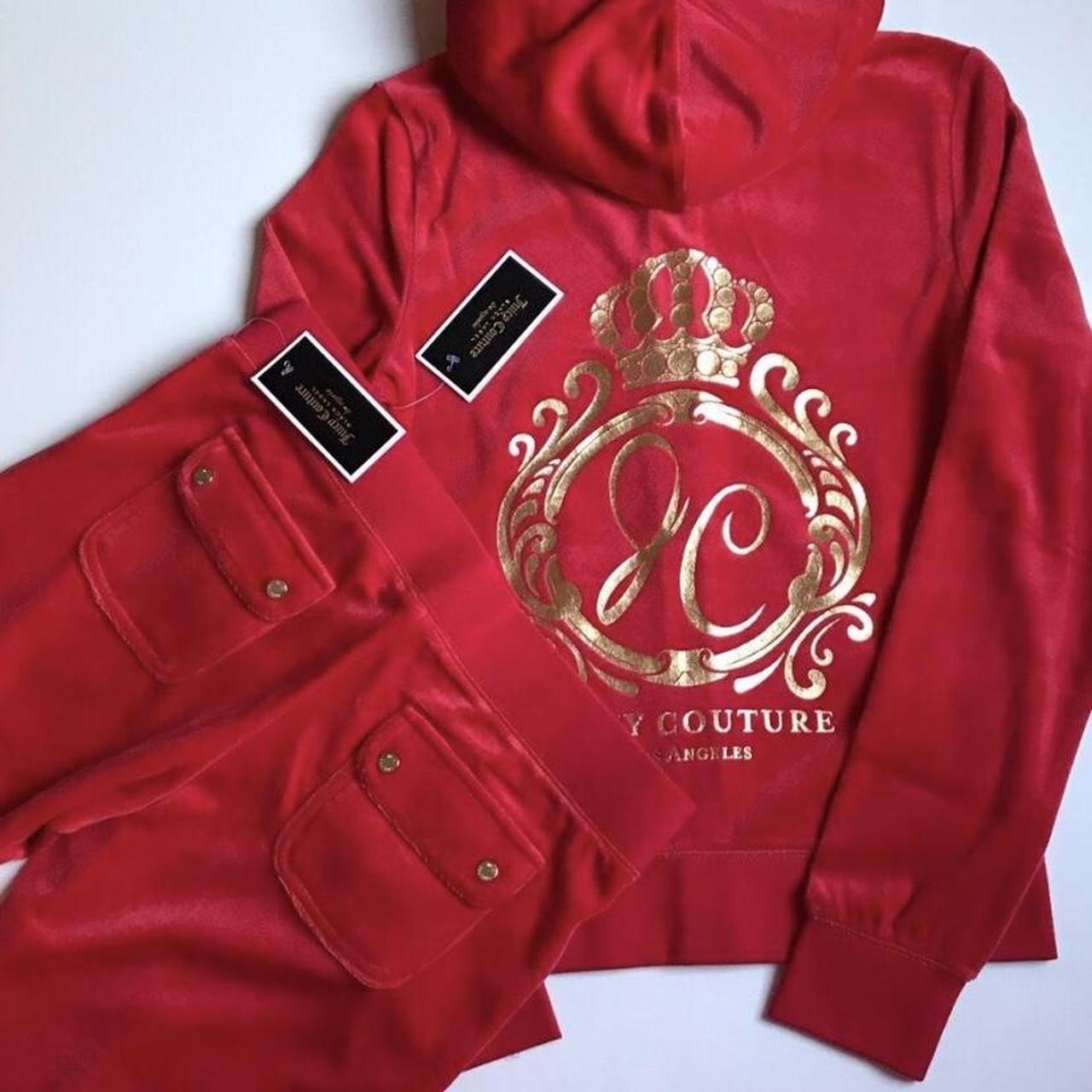 Juicy Couture Women's Red and Gold Jacket | Depop