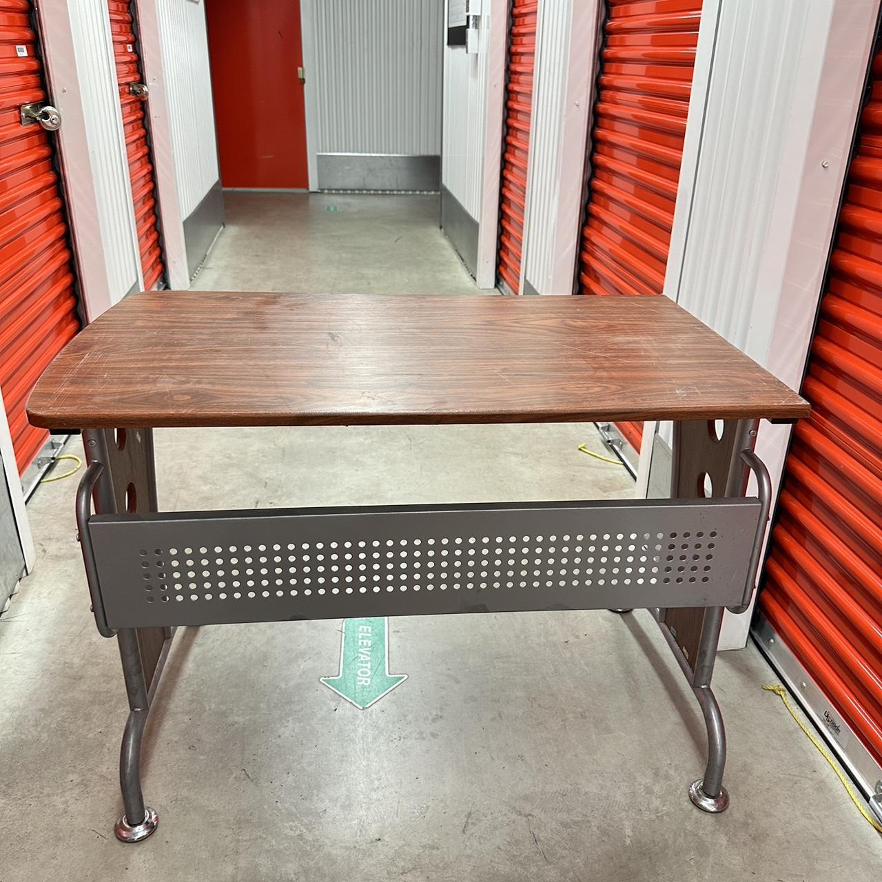 Wooden table with metal legs - Depop