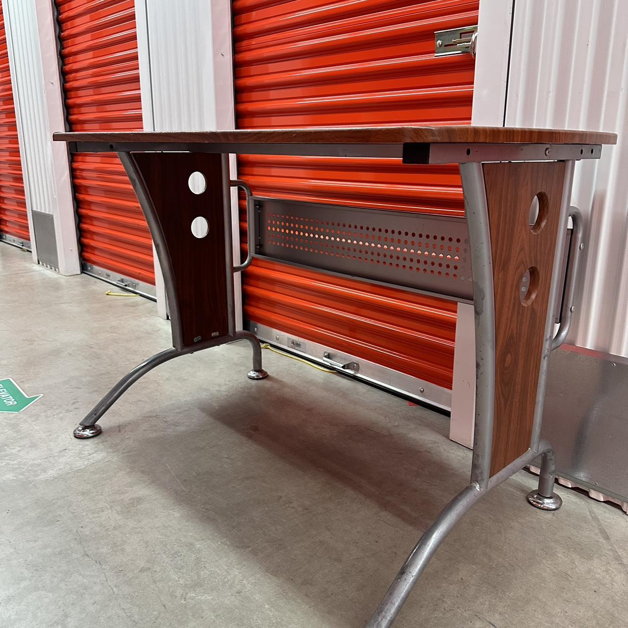 Wooden table with metal legs - Depop