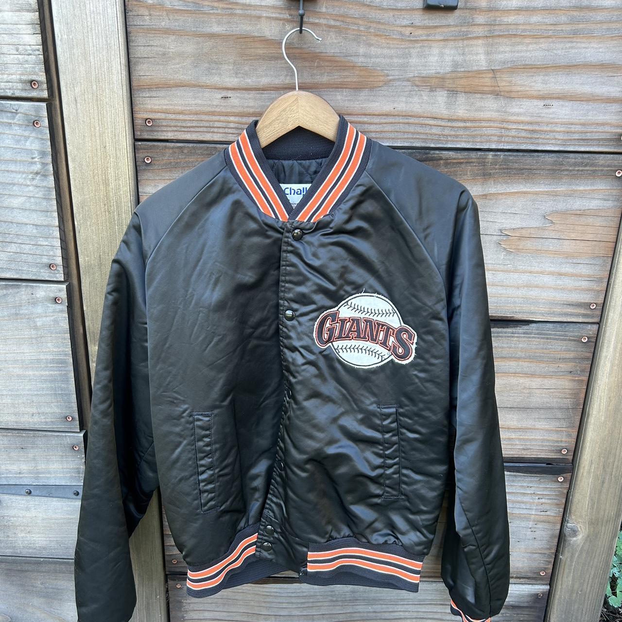 Large SF Gaints Chalk line jacket- fits more like a... - Depop