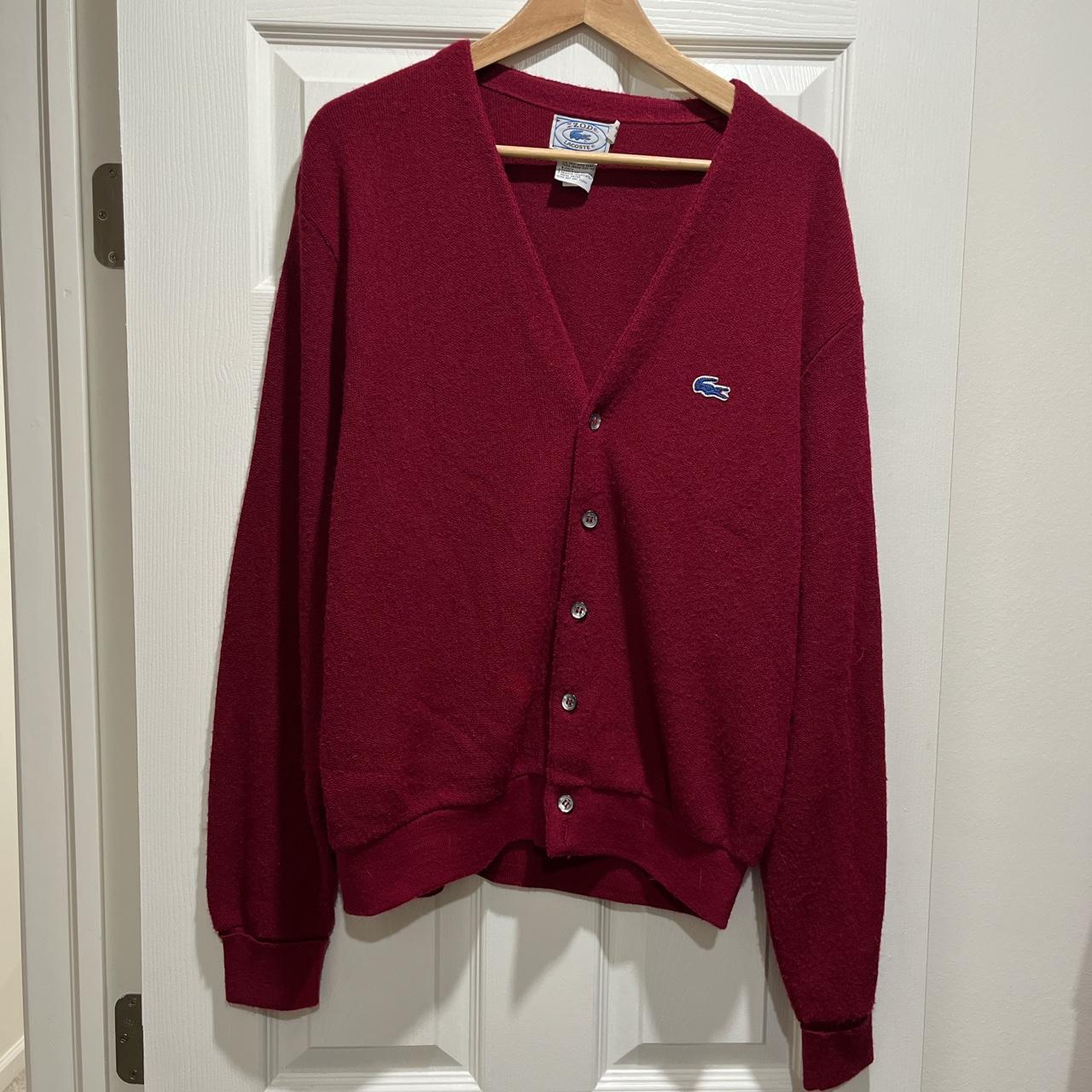 Izod Lacoste acrylic knit cardigan - Depop
